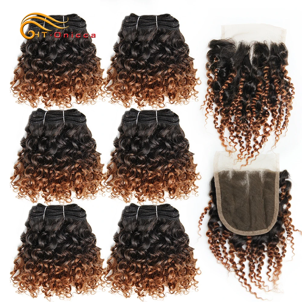 220g/Pack Bouncy Curly Bundles With Closure Curly Brazilian Hair Weave ...