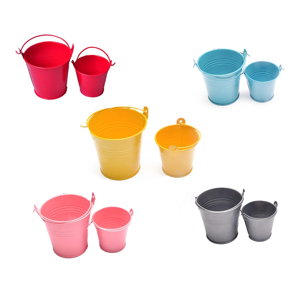1pc Metal Mini Bucket Colored Wedding Party Candy Gift Box Mini Flower ...