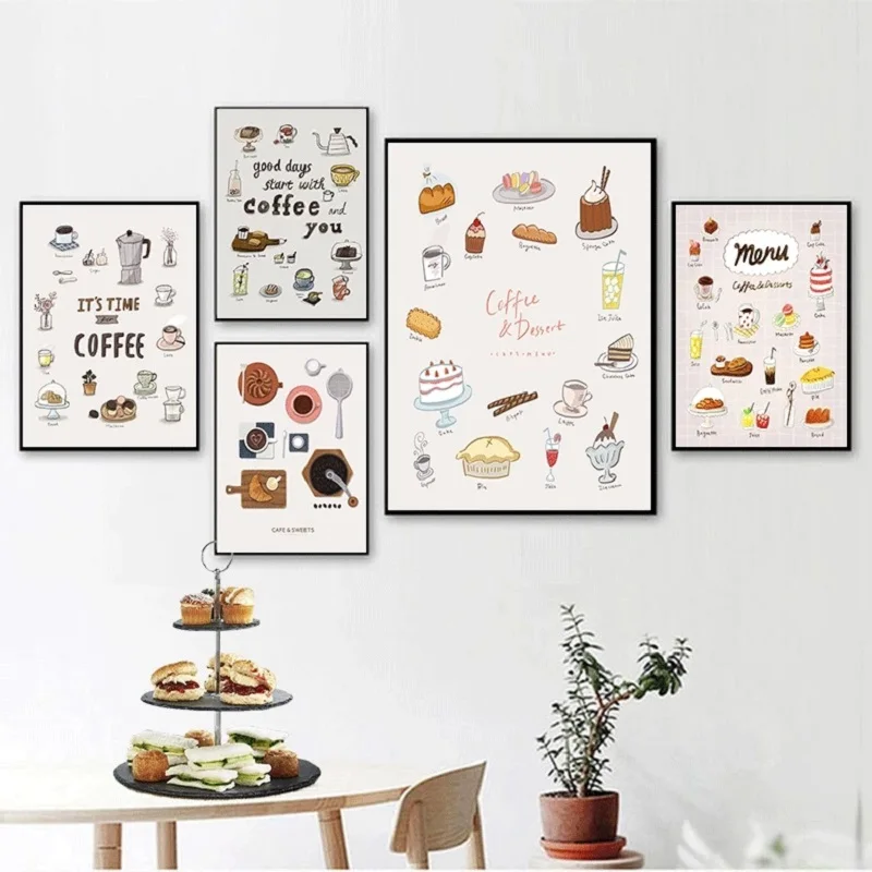 Tableware Food Coffee Wall Art Canvas Painting Nordic Poster Print ...