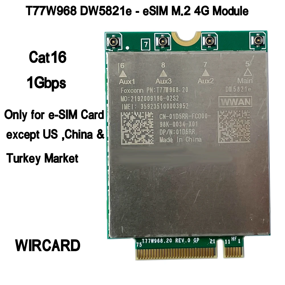 T77w968 Dw5821e-esim X20 Lte Cat16 1gbps Fdd-lte Tdd-lte 4g Module For ...