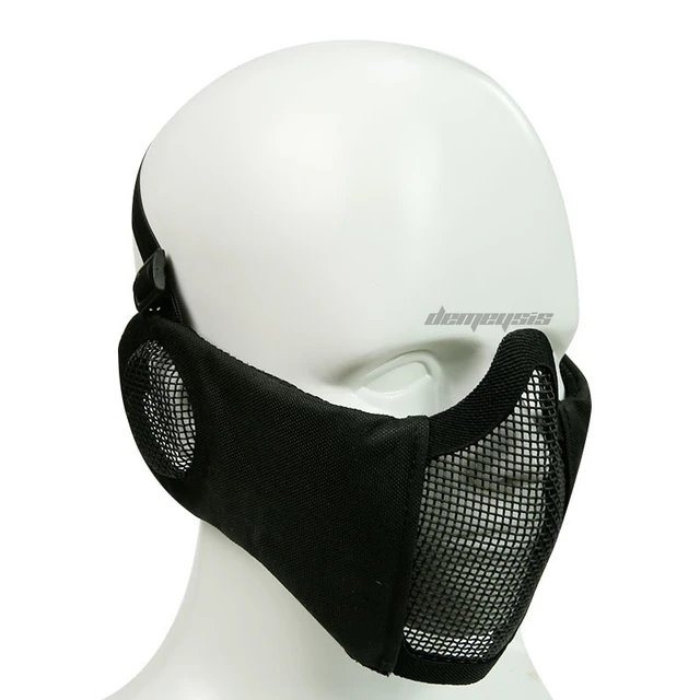 Army Airsoft Tactical Mask Half Face Hunting Shooting Mask Ear ...