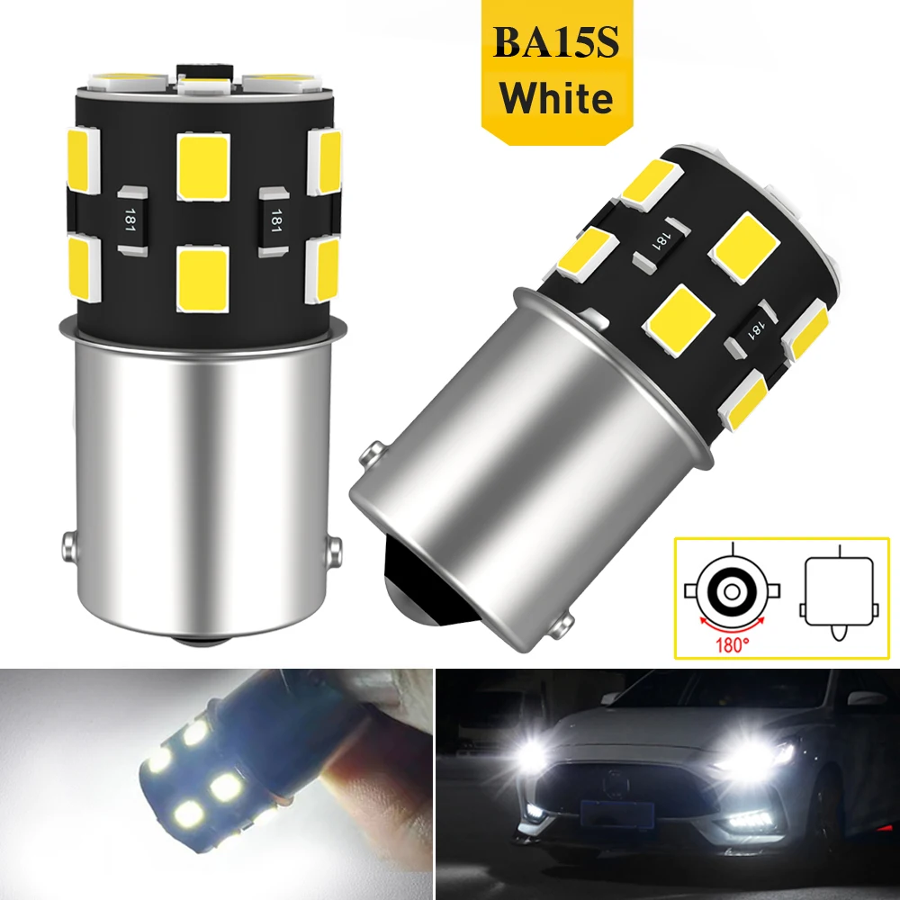 2x 1156 BA15S P21W S25 7506 LED Bulbs High Power 18pcs 2835 SMD Super ...