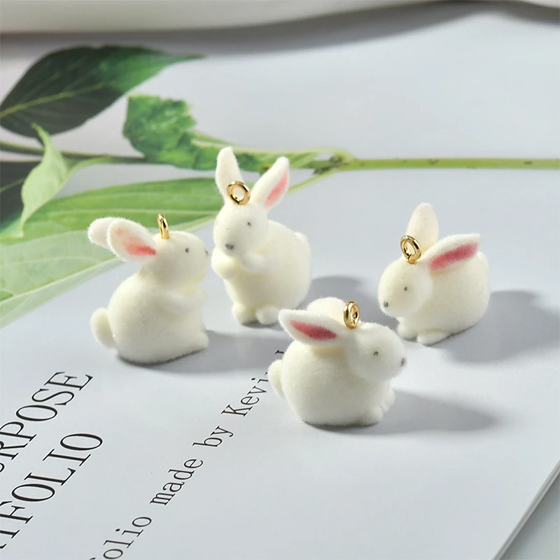 2Pcs 18*22MM Sweet Cute Little Rabbits Resin Charms For DIY Making ...
