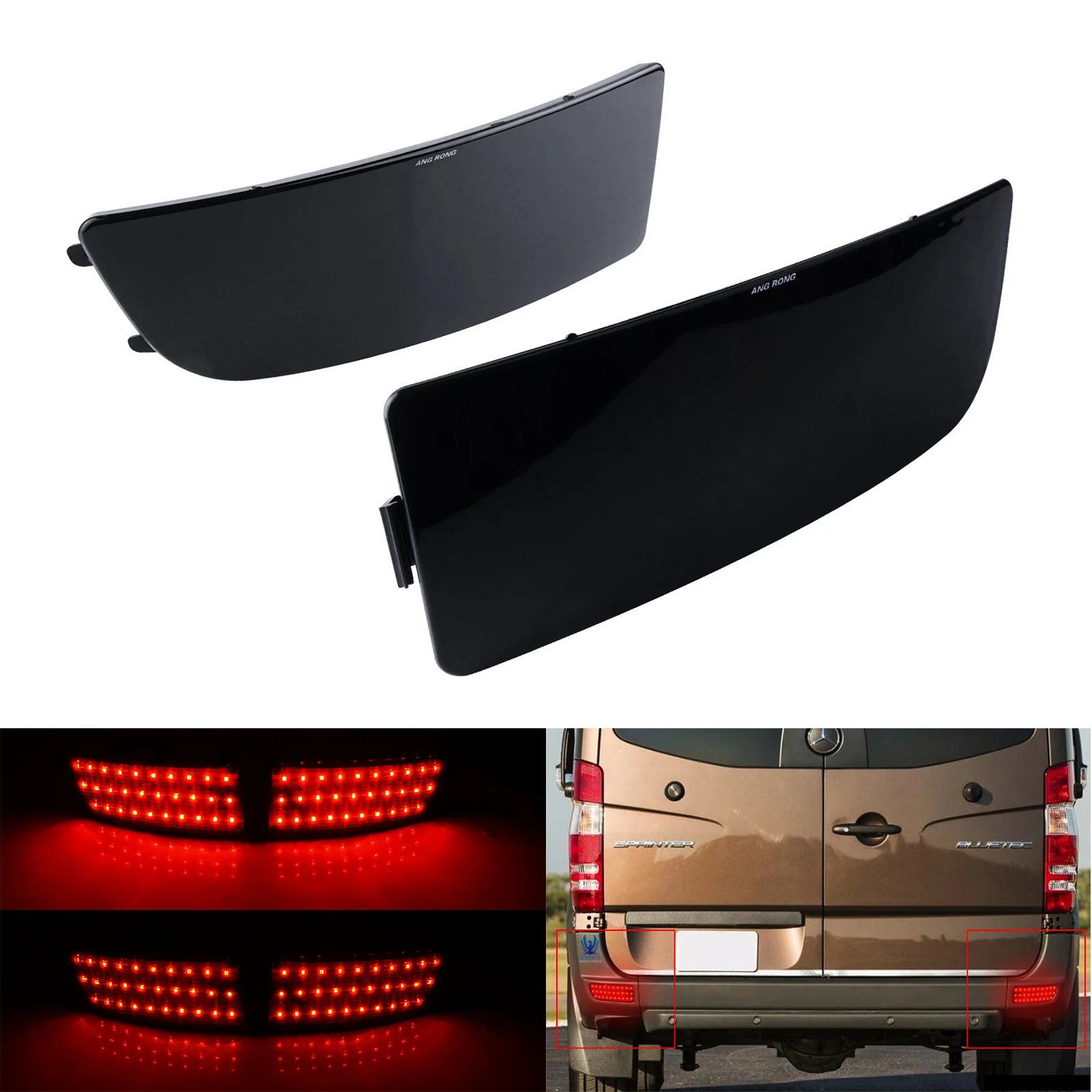 Red LED Rear Bumper Reflector Light Lamps For VW Crafter Mercedes ...