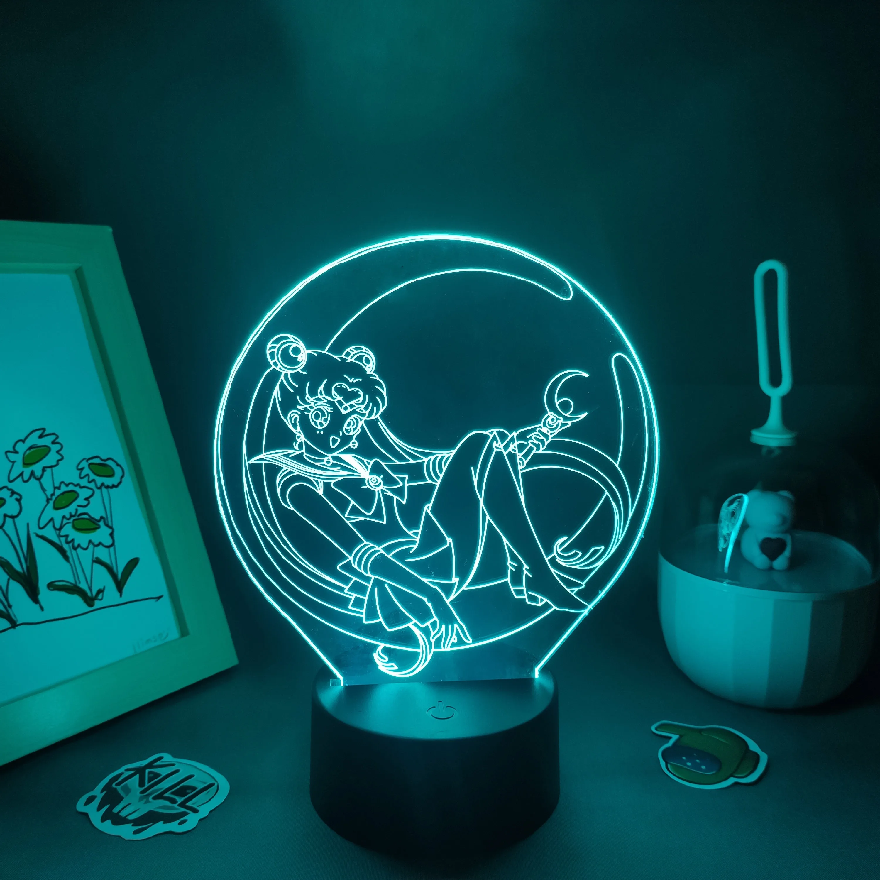 Luminária 3d Lâmpada Anime Sailor Moon Manga Figura Led Rgb Luzes Da ...