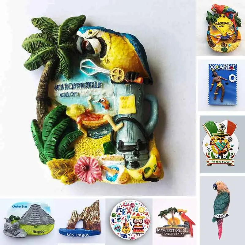 Mexico CANCUN Tourist Souvenirs Fridge Magnets Margaritaville Chichen ...