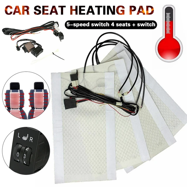 4pcs 12V 3W Car Seat Heater Pads Dial Switch Carbon Fiber, 60% OFF