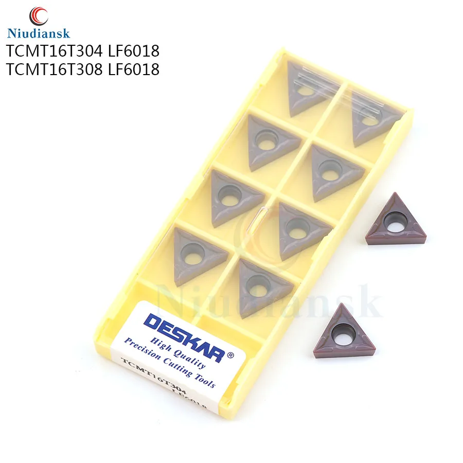 10PCS TCMT16T304 TCMT16T308 LF6018คาร์ไบด์แทรกเครื่องมือหมุนภายนอกCNC ...