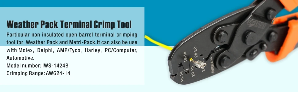 IWS-1424B Weather Pack Crimper Tools for Delphi Packard Terminals 14 ...