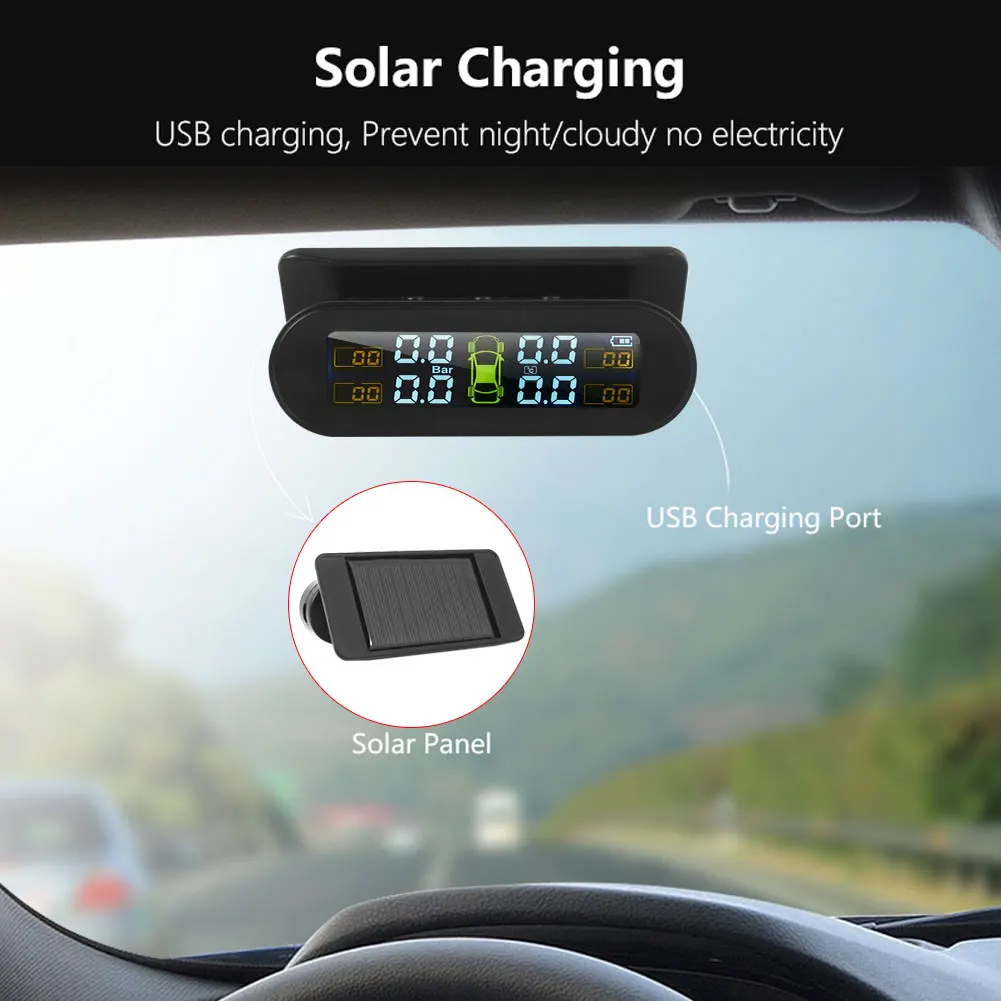 Vehemo Универсальный USB беспроводной TPMS сигнализация давления в шинах внешний датчик черный ...