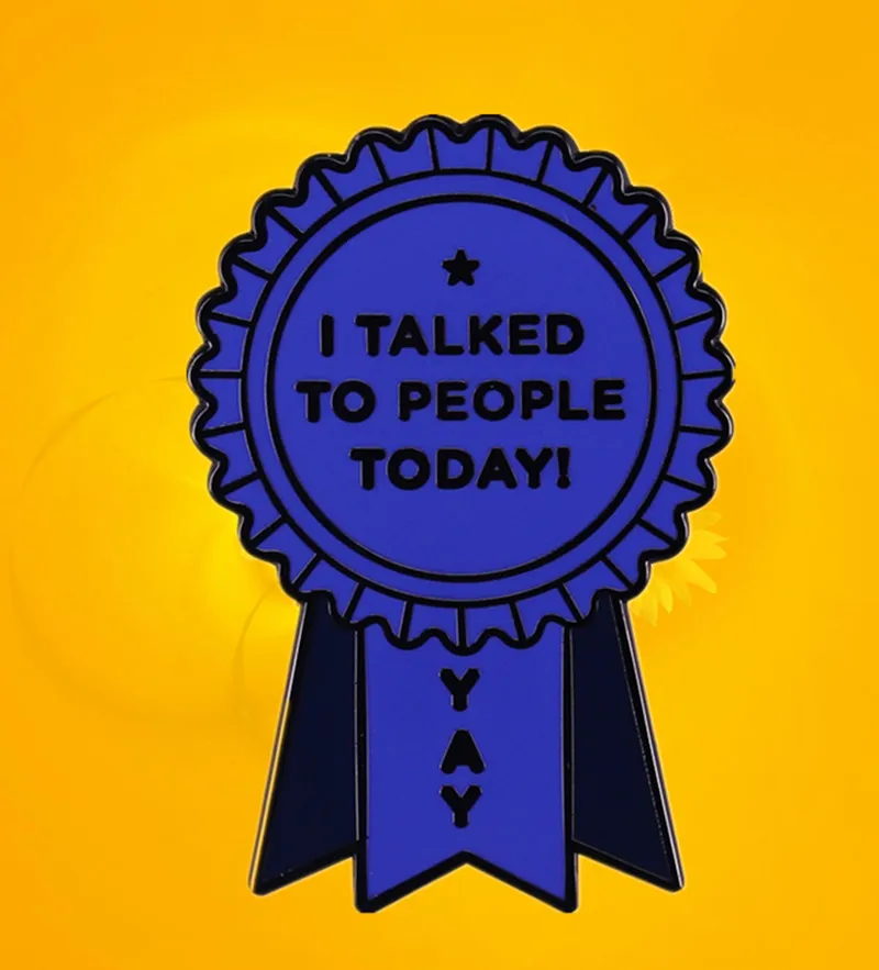 Introvert social anxiety Ribbon Rosettes Flower Award Enamel Lapel Pin ...