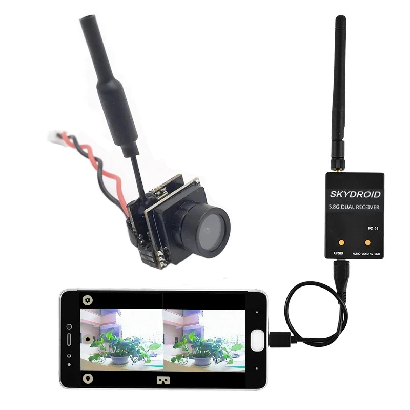 5.8g 25mw Fpv Transmitter 600tvl Hd Micro Cmos Camera And Fpv Receiver Uvc Video Downlink Otg Vr ...