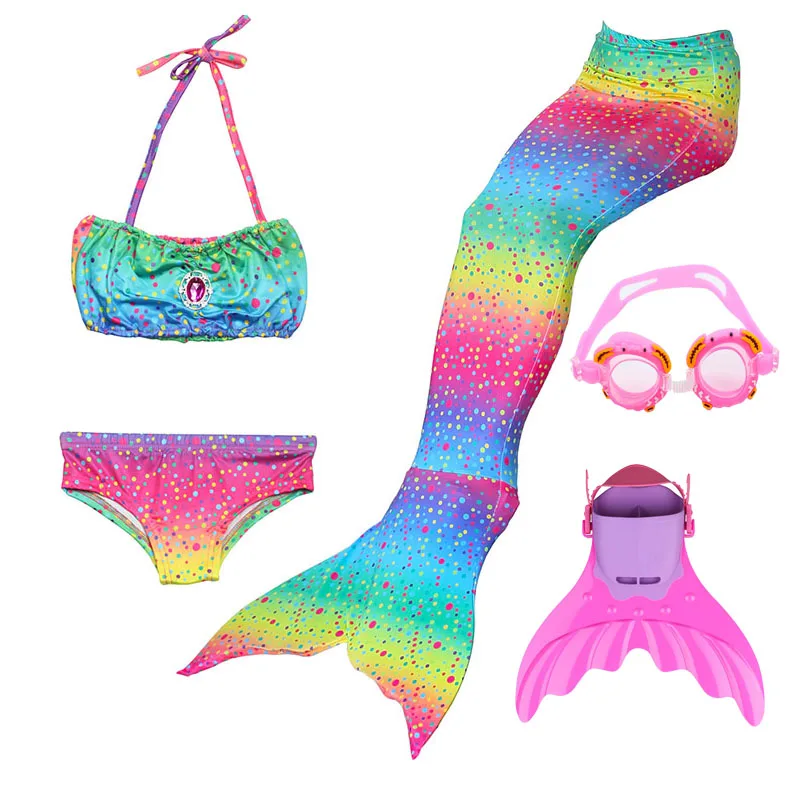 5PCS Girls Mermaid Tail Swimsuit Cosplay Mermaid Bikini Set Kids ...