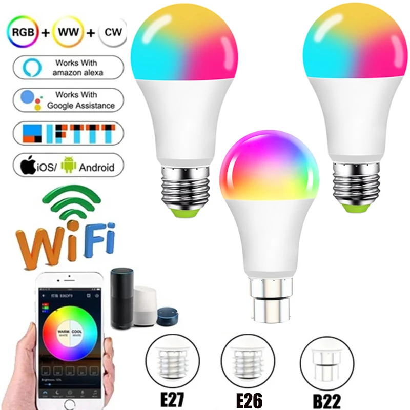 15w Smart Light Bulb Led Lamp Rgb Dimmable Color Changing Work With ...