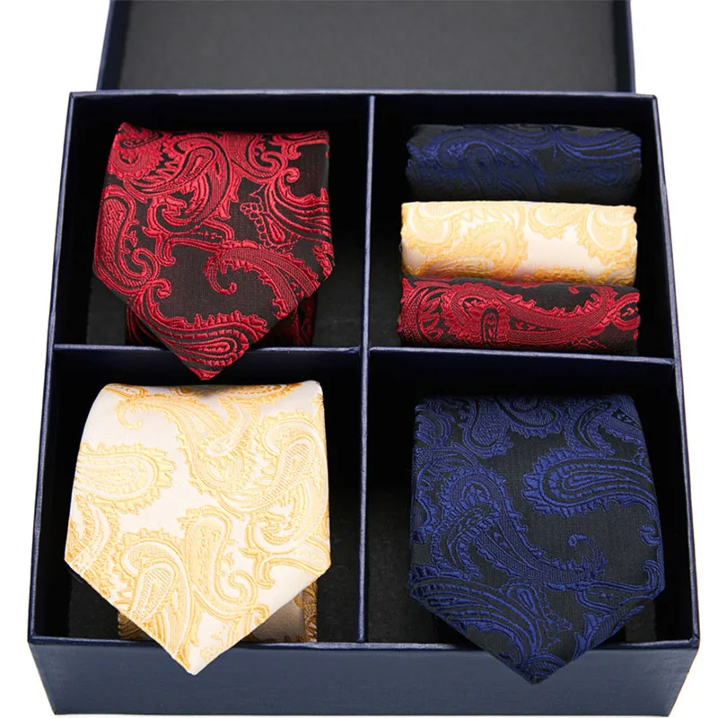 New Style Tie Kerchief set Four Grids Tie Gift Box Men Marriage Necktie ...