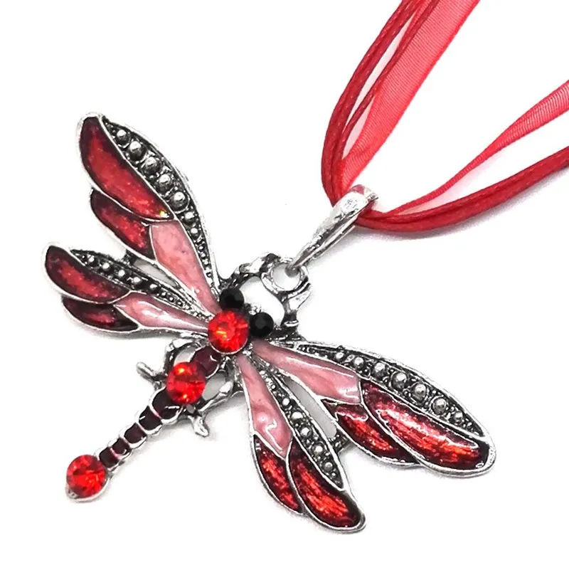 Czech multi-layer dragonfly pendant chain women's jewelry enamel dragonfly chain necklace with ...