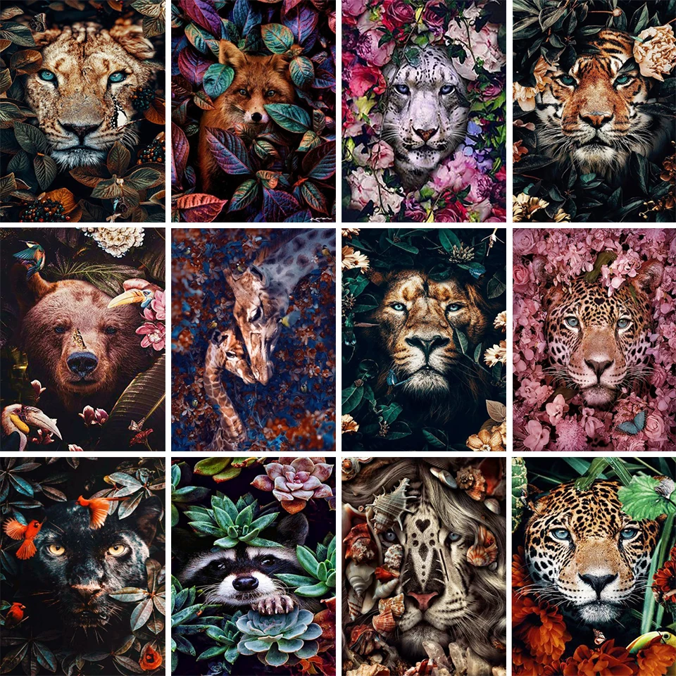 5d Diy Diamond Painting Animal Rhinestone Art Picture Full Diamond ...