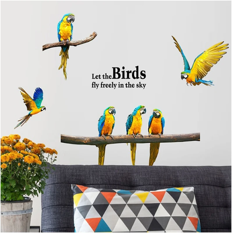 Parrot Wall Stickers, Birds wall Stickers, Macaw Art, Kids Home Decor ...