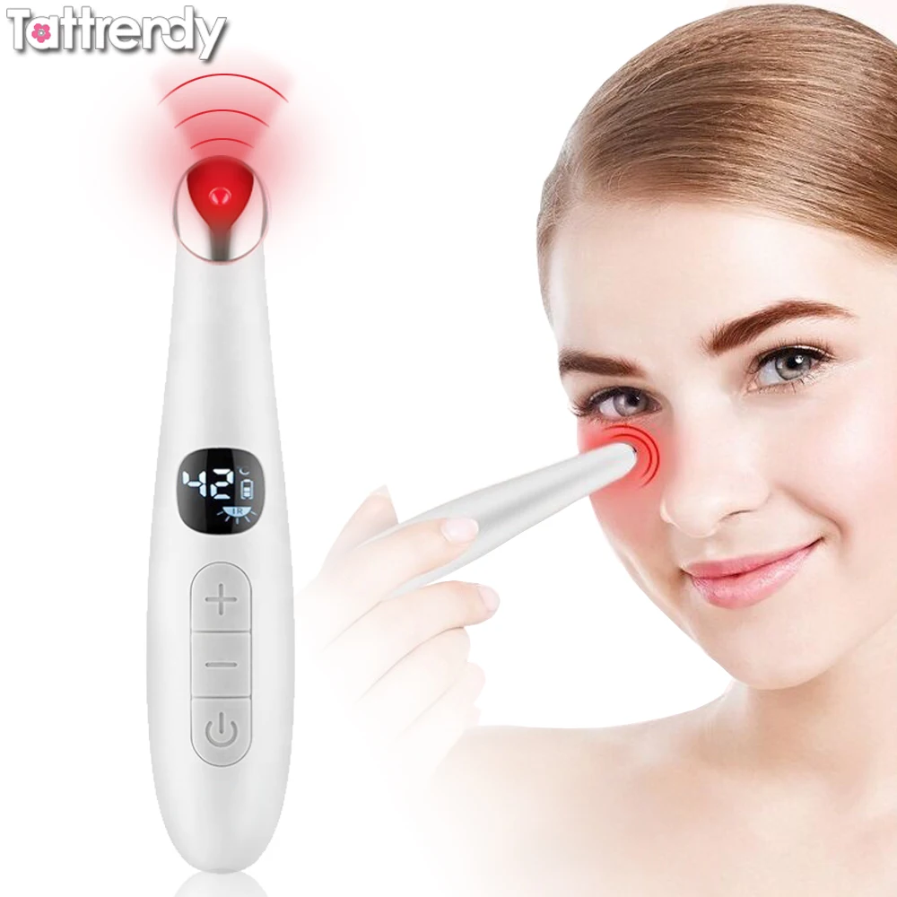 Mini Eye Massage Pen Heated Hot Led Light Sonic Vibration Eye Face ...