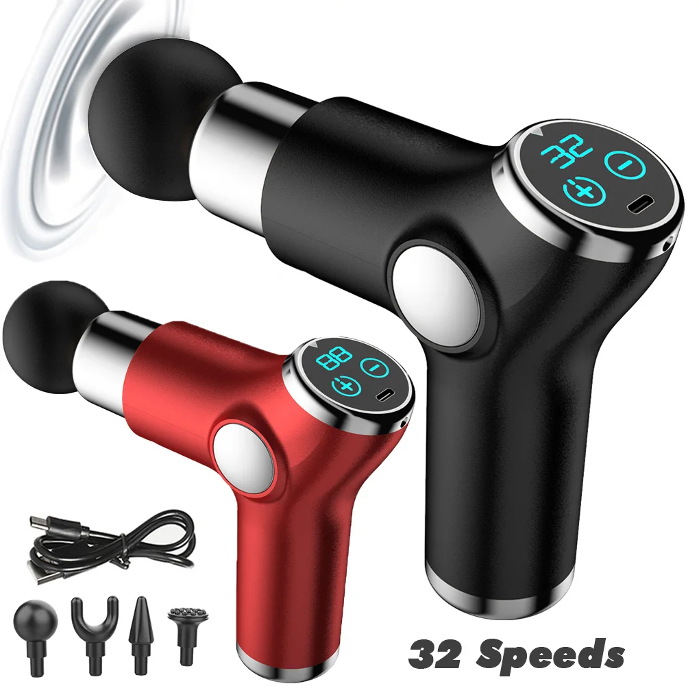 32 Speeds LCD Massage Gun Electric Neck Massager Smart Hit Fascia Gun ...