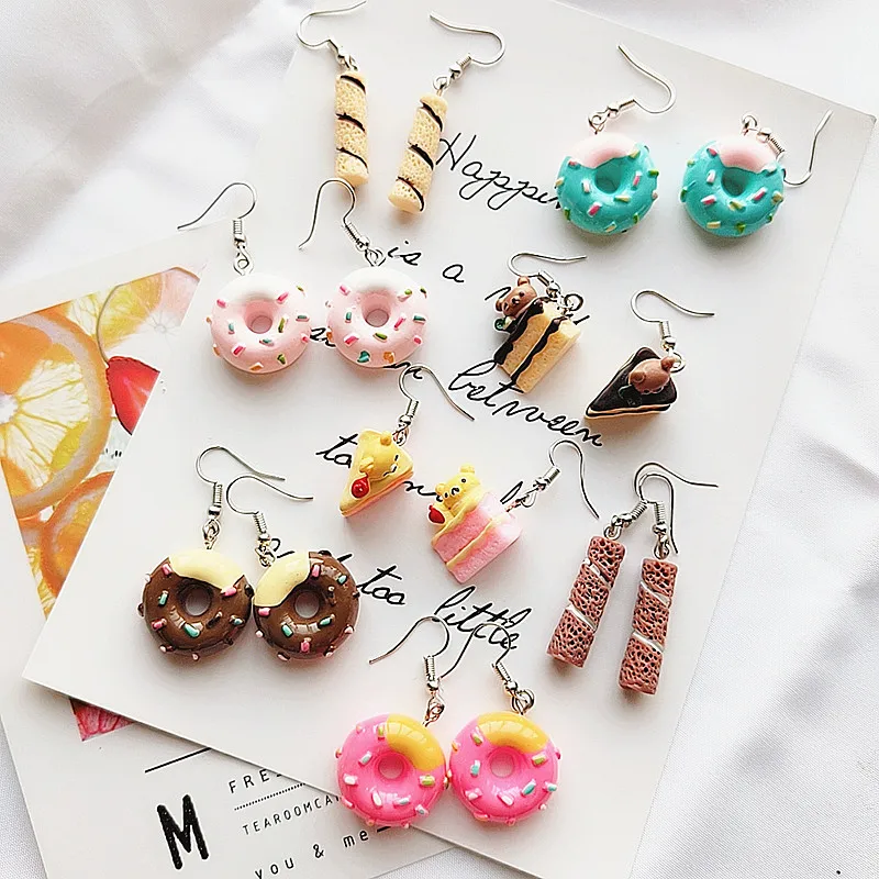 Fashion-Funny-Cute-Resin-Drop-Earrings-For-Women-Girls-Geometric-Donuts ...