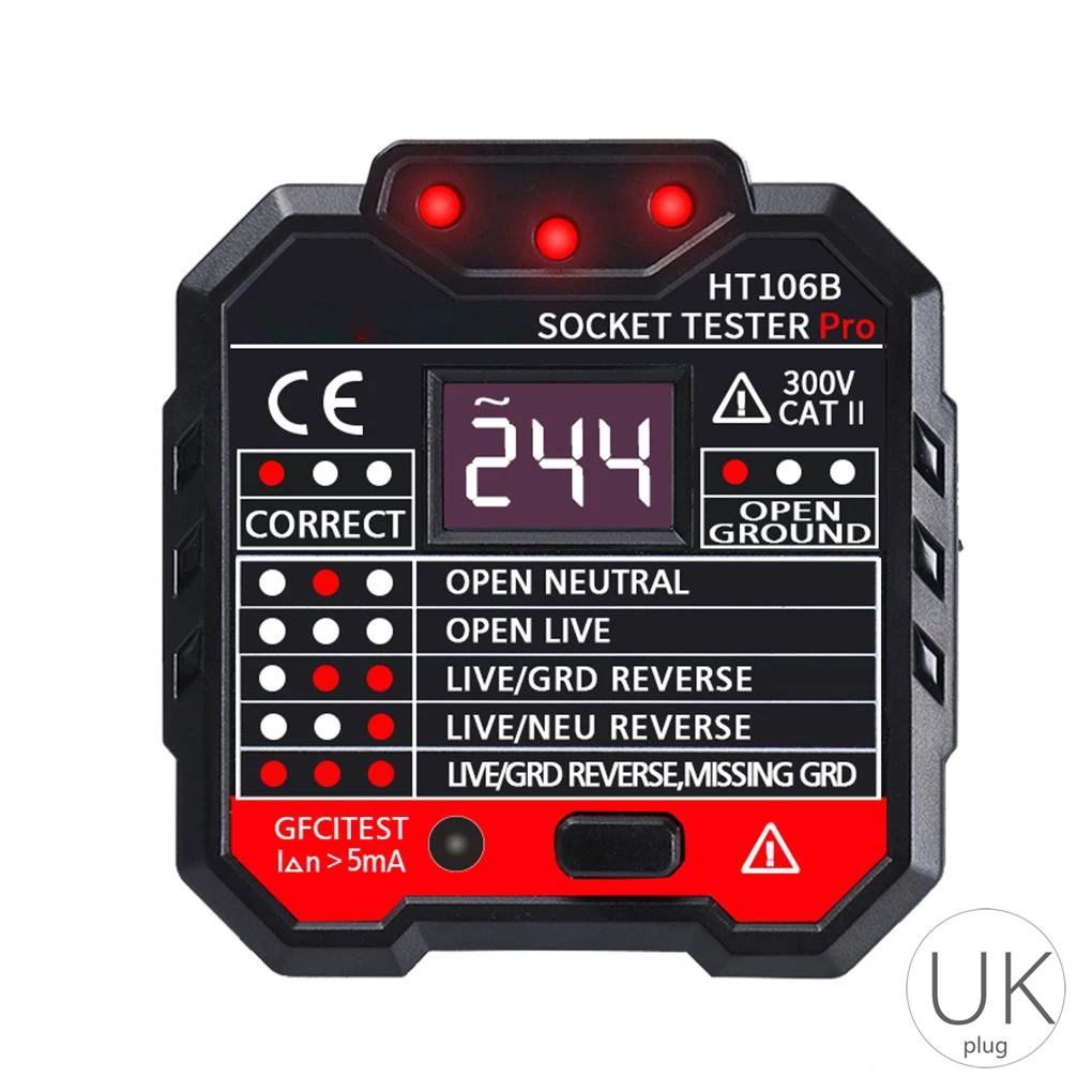 HT106B HT106D HT106E Digital display socket tester plug polarity phase ...