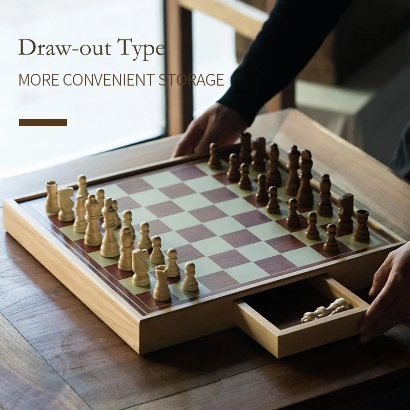 Solid-Wood-Chess-Drawer-Style-Birch-Chess-Set-Game-Specific-Creative ...