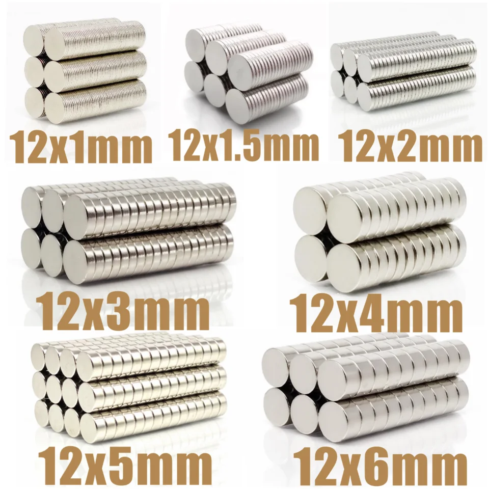 10~500Pcs N35 Round Magnet 12x1 12x1.5 12x2 12x3 12x4 12x5 12x6 ...