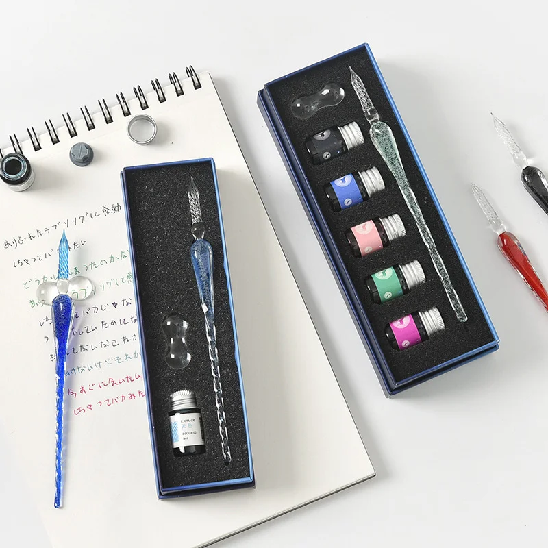 Glass Pencil Stationery | Glass Signature Pens | Glass Dip Pen Set ...