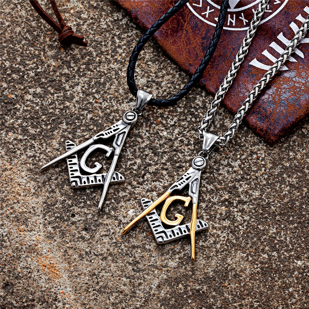 Collar masónico vikingo Retro para hombre, colgante con símbolo Mason ...