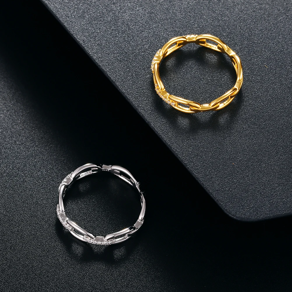 Ladies 925 Solid Sterling Silver Iced Blinged Out Chain Link Rings ...