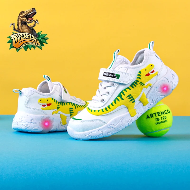 DINOSKULLS Children Leather Shoes T REX Flashing LED Light For Boys ...