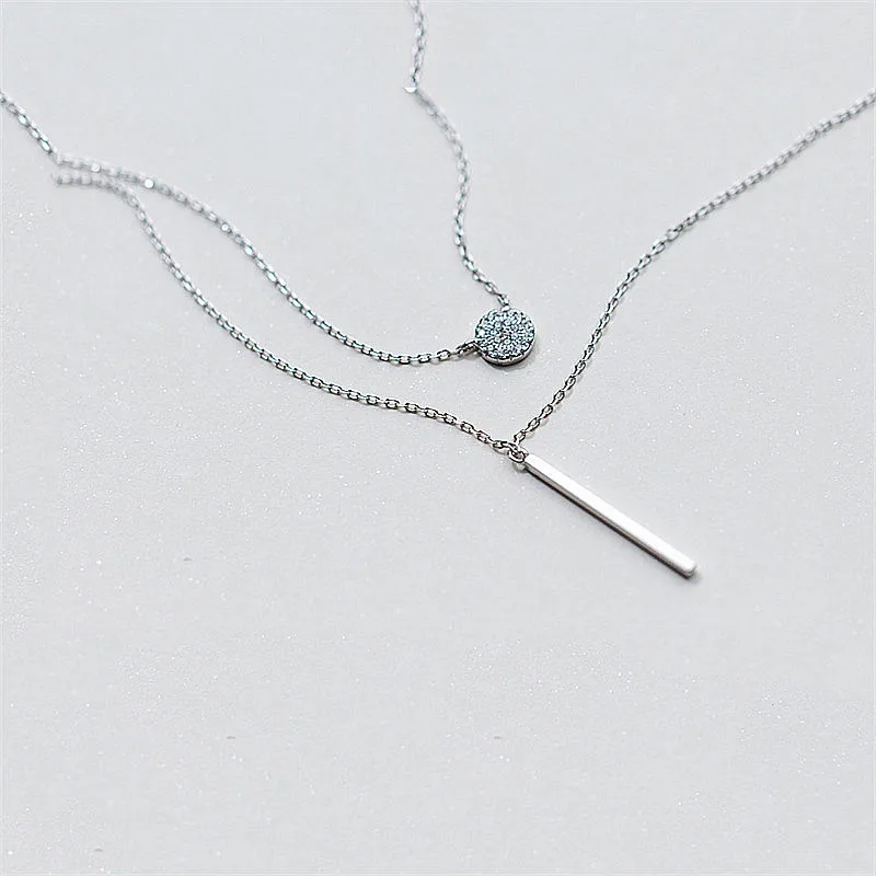 Real-925-Sterling-Silver-Elegant-Double-Layer-Geometric-Pendant ...