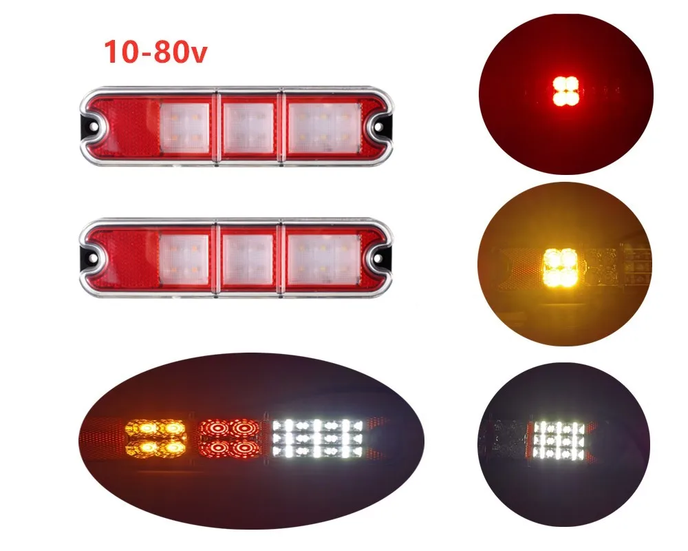 2x 10-80v Ip67 Led Forklift Tail Lights Rear Stop Lights Reverse Light ...