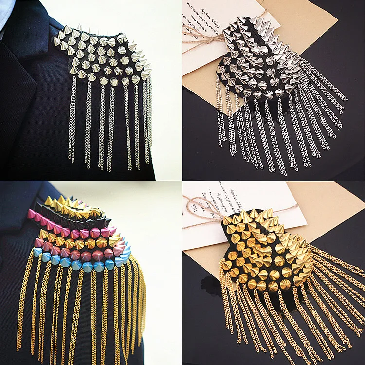 1 Pair Jacket Vintage Brooch Accessories Club Tassel Chain Epaulette ...