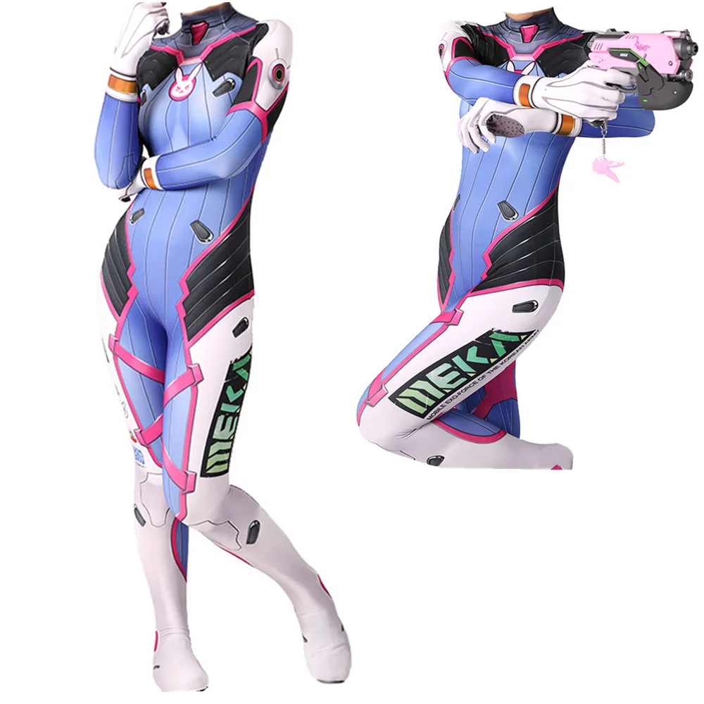Adults Kids d.va Costume Cosplay Zentai Superhero Bodysuit Suit ...