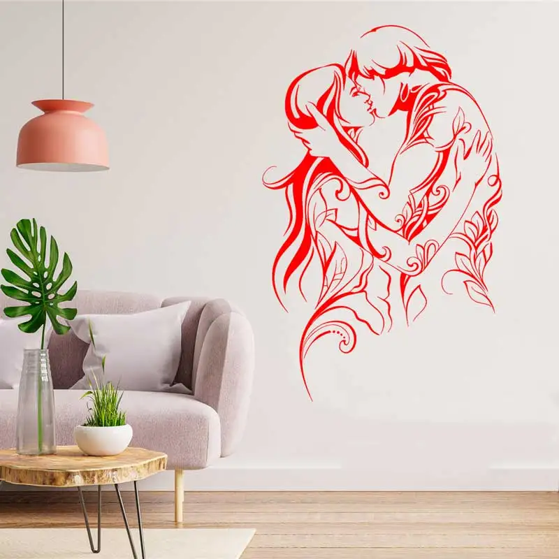 Couple Bedroom Wall Art Stickers | Kiss Couple Vinyl Wall Sticker ...