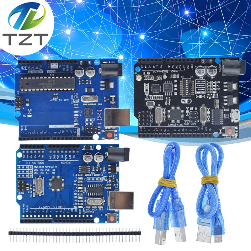 1 zestaw UNO R3 oficjalne pudełko ATMEGA16U2 / UNO + WiFi R3 MEGA328P ...
