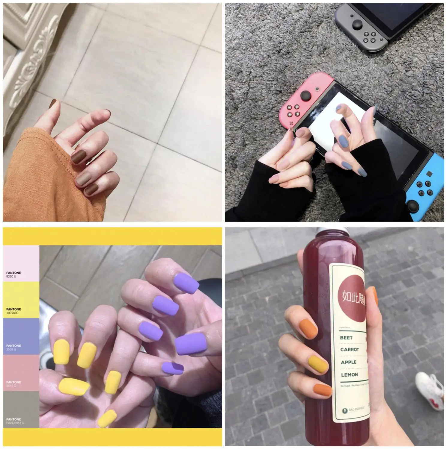 Fashion Multiple Hit Pure Color False Nails 24pcs Matte Bride Lady Full ...