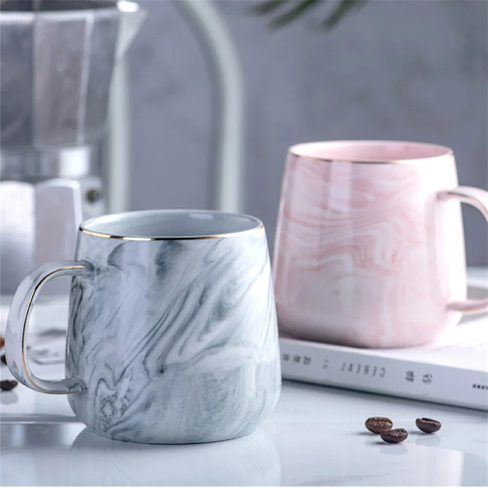 Tazas de cerámica creativas de mármol rosa, taza de café de cerámica, regalo de amante, tazas de ...