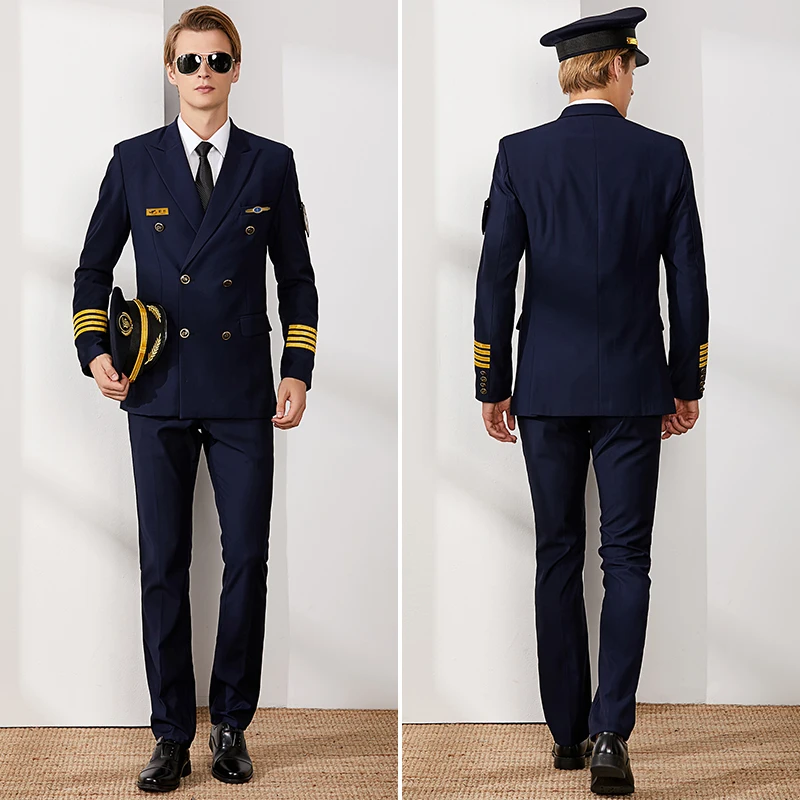 Aviation Uniforms for Men Captain Suit Pilot Aviator Workwear Security ...