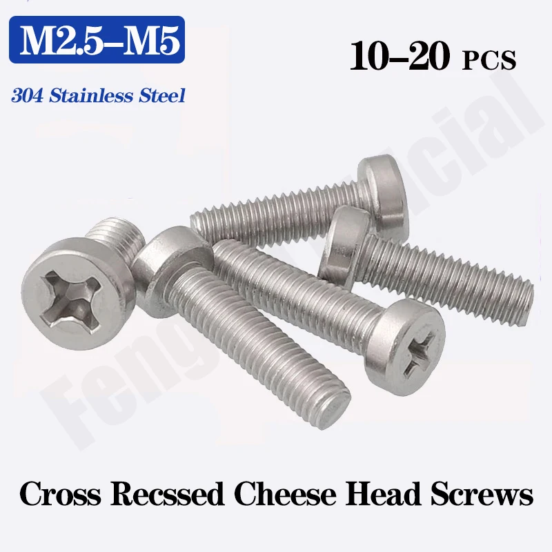 GB822 M2.5 M3 M4 M5 304 Stainless Steel Cheese Head Screws With Cross ...