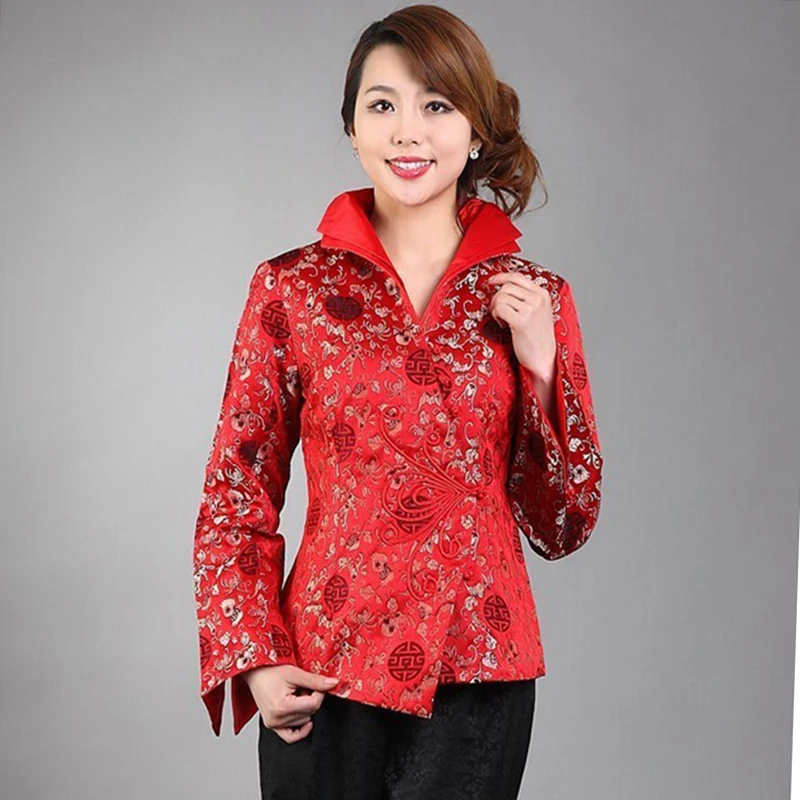 Red Silk Satin Jacket Coat Women Traditional Chinese Newbuckles ...