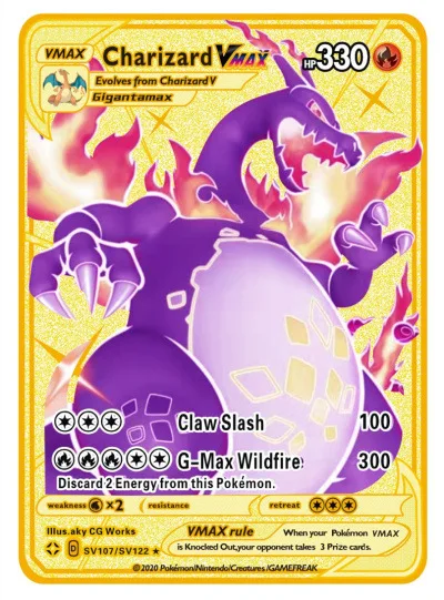 English Gold Cards Metal Card Vmax V Max Pikachu Charizard Rainbow ...