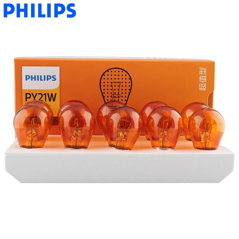 Philips 10pcs PY21W S25 12V 21W BAU15s Amber Color Standard Turn Signal ...