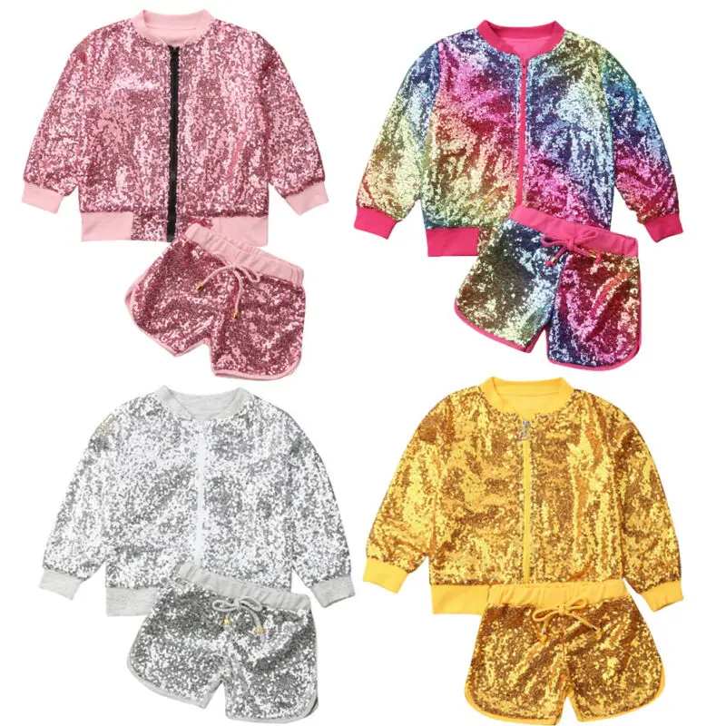 1-6t Kids Sequins Clothes Set Toddler Kid Baby Girls Jacket Coat Top ...
