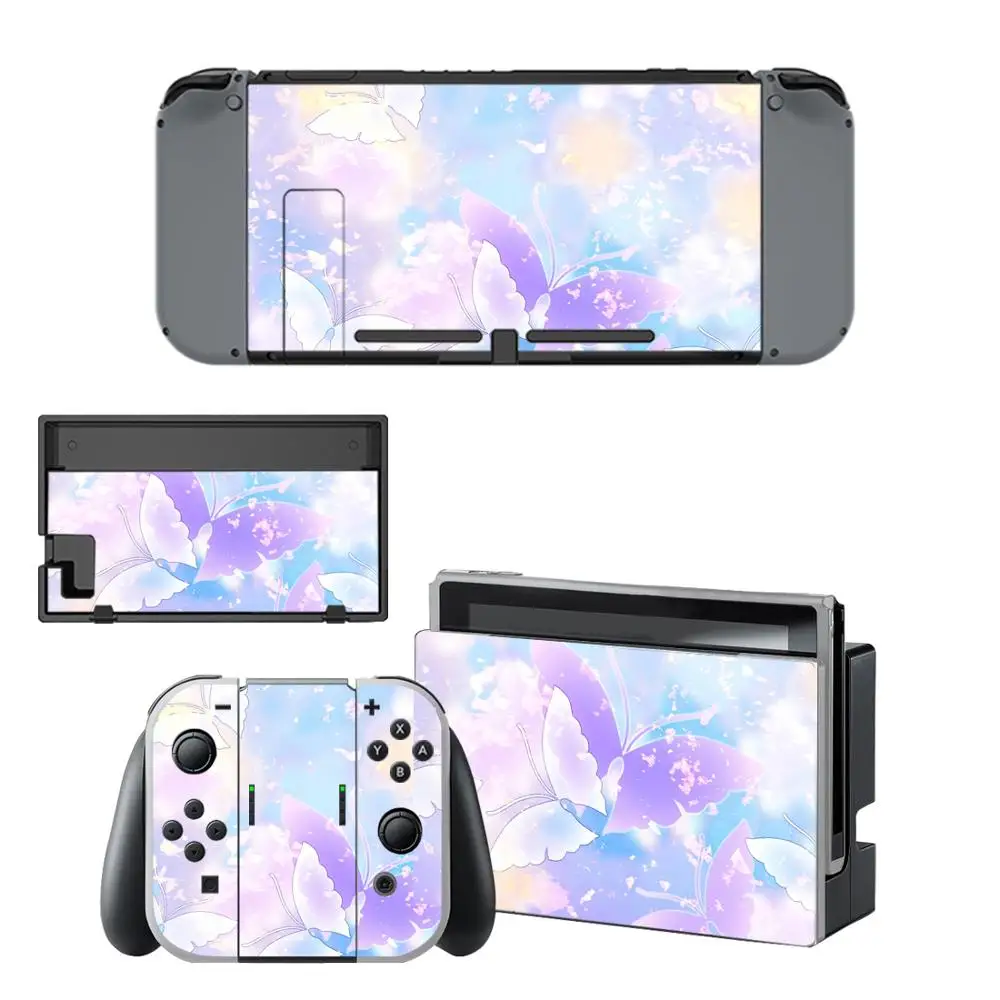 Pink Purple Butterfly Nintendo Switch Skin Sticker Nintendoswitch ...