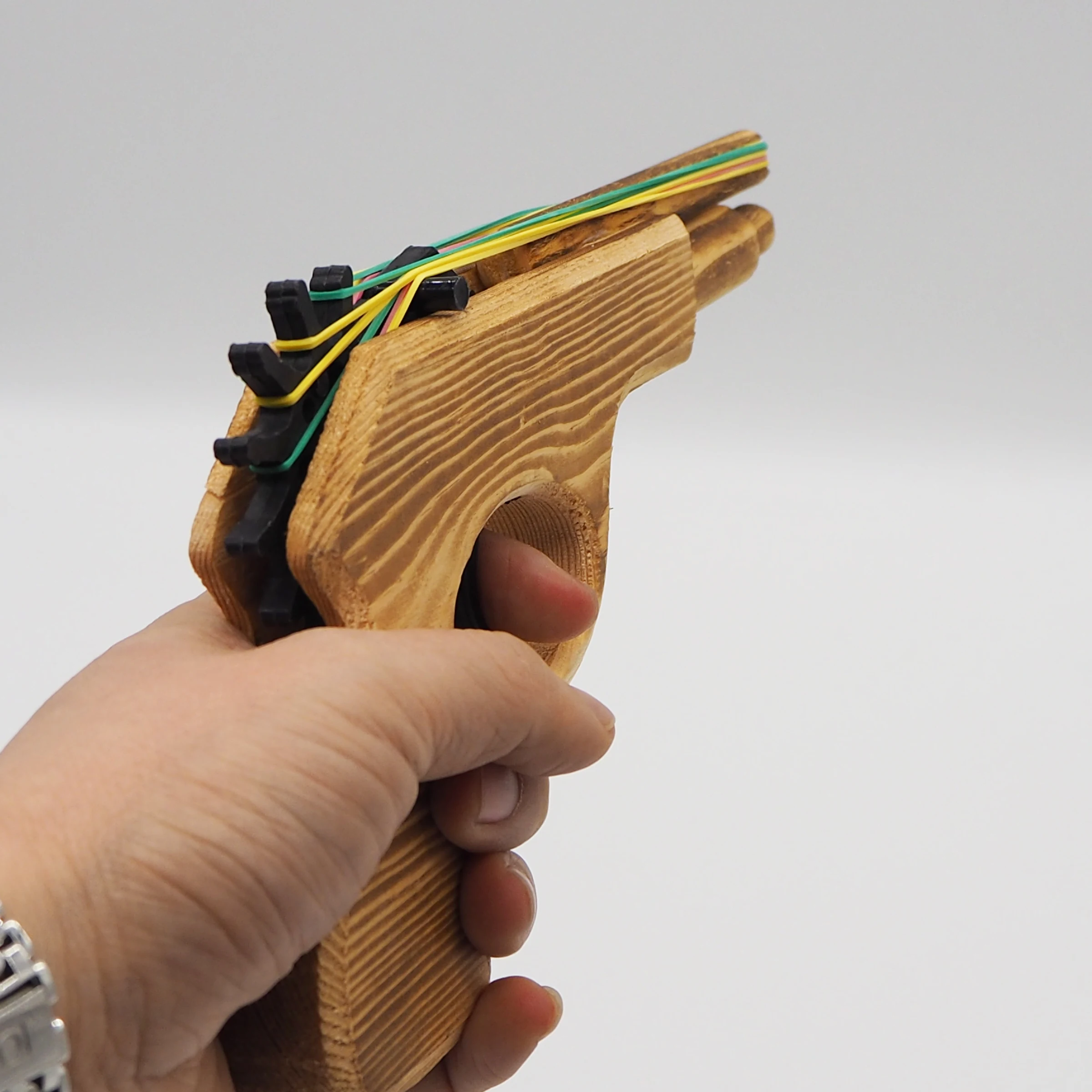 3D DIY Wooden Toy Gun Bullet Rubber Band Launcher Wood Simulation Gun ...
