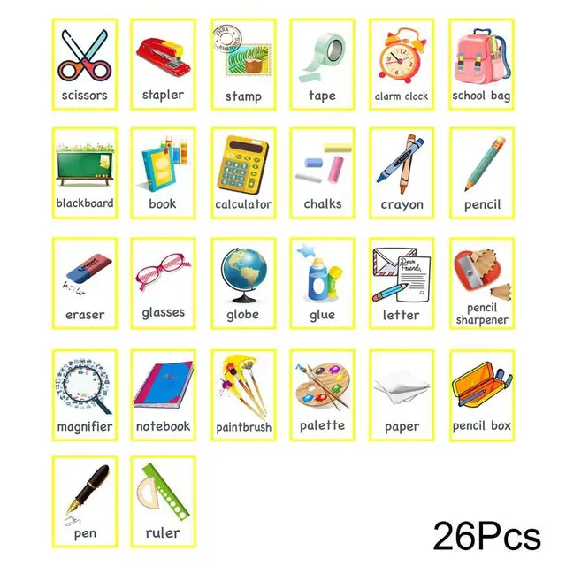 26 Stationery Cards English Flash Card Handwritten Montessori Early ...