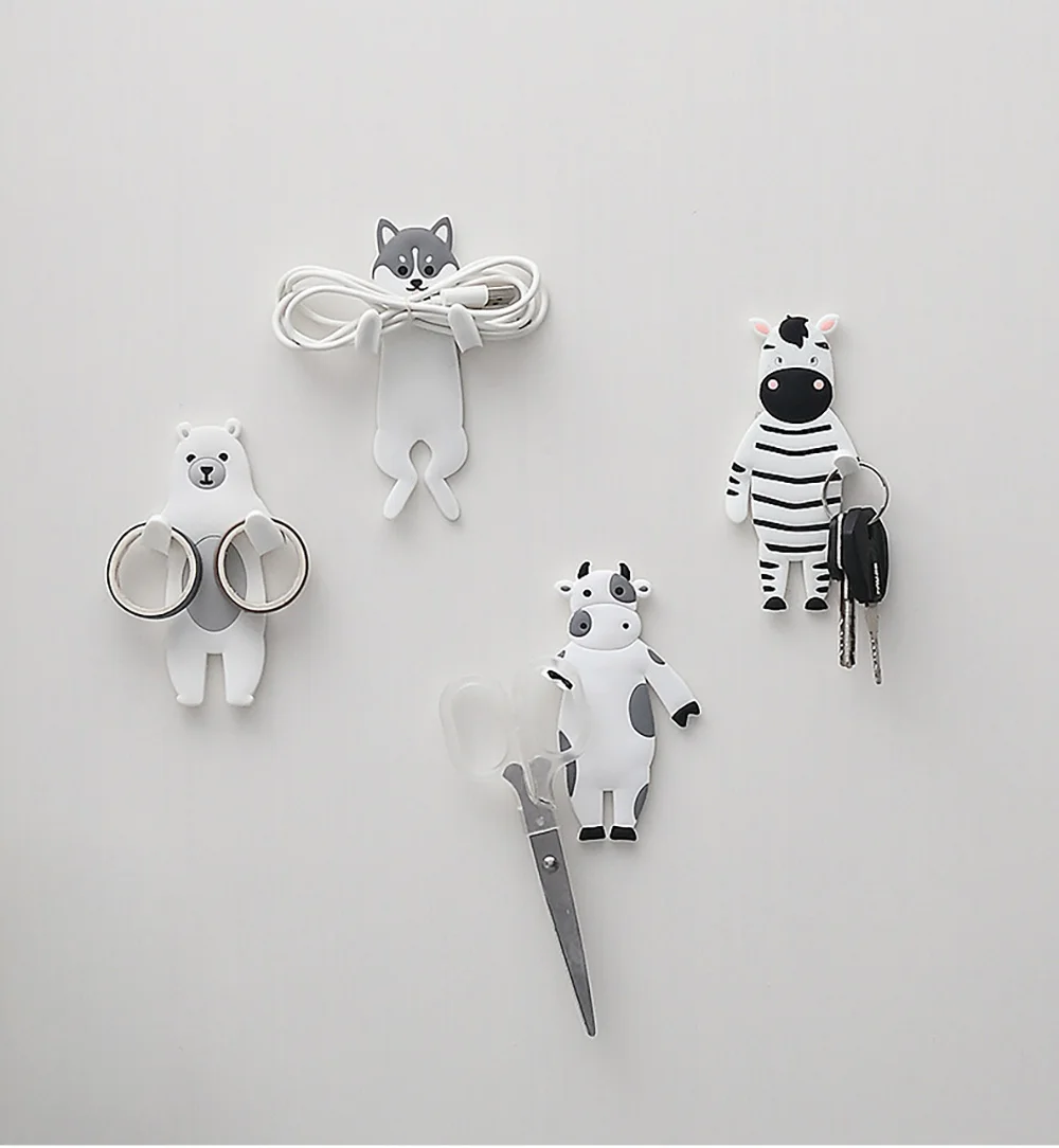 1pcs Cute Animal Hook Key Wall Crochet Holder Removable Kitchen Hooks ...